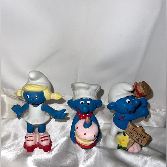 Art | Vintage Porcelain Smurfs Ceramic Smurfette Hefty Greedy 1982 ...